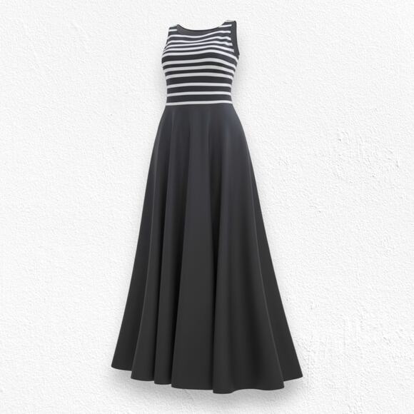 JS Collections | Dresses | Js Collections Black White Striped Illusion ...